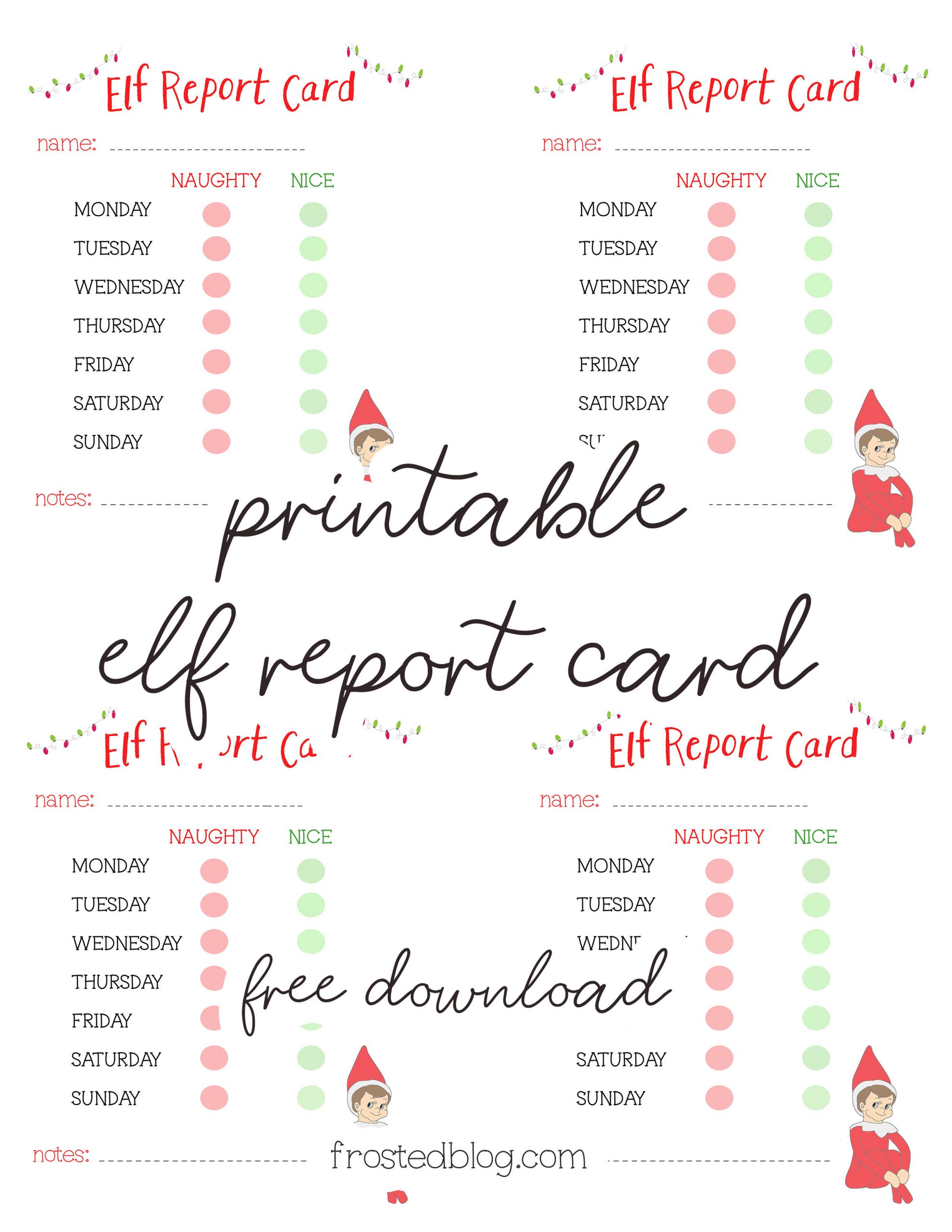 Elf On The Shelf Printables Report Card Free Printable