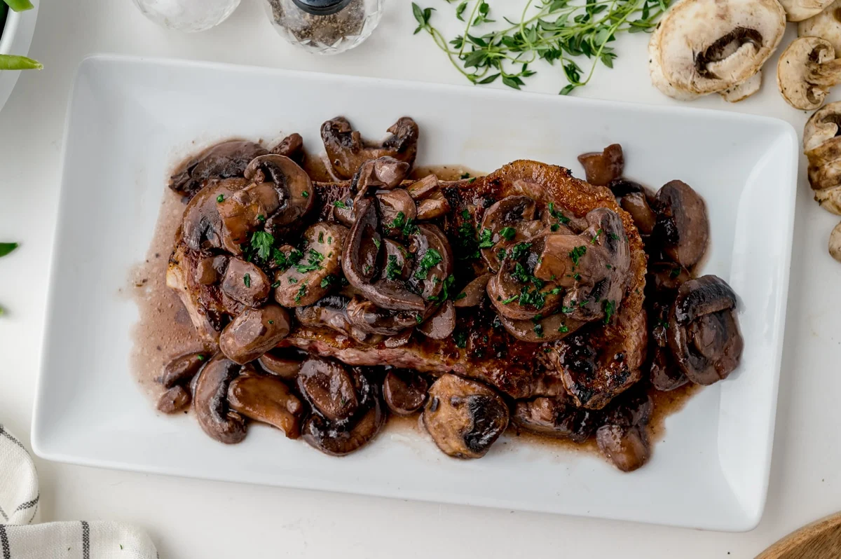 Savory Sliced Beef Tips with Mushrooms in a Rich Wine Sauce